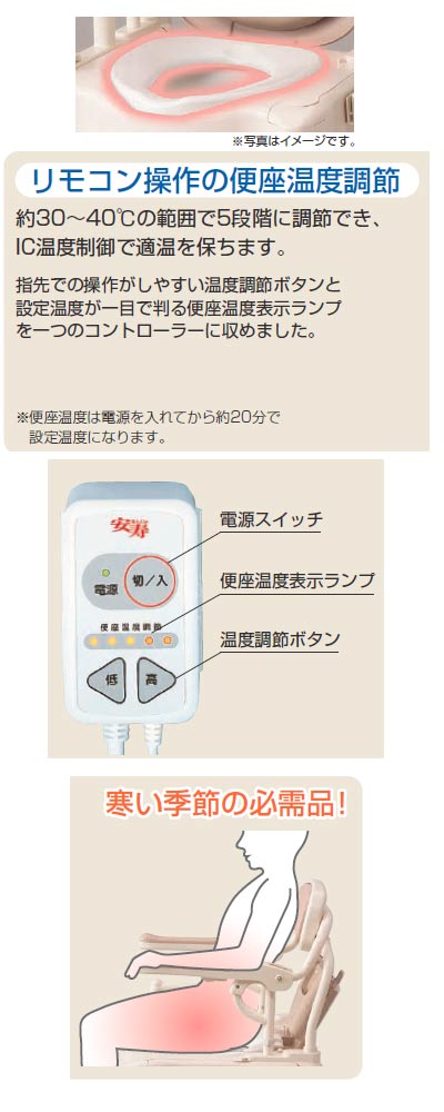安寿 ポータブルトイレFX-CP はねあげ 暖房便座タイプ / 534-520 - デモショップ - 商店
