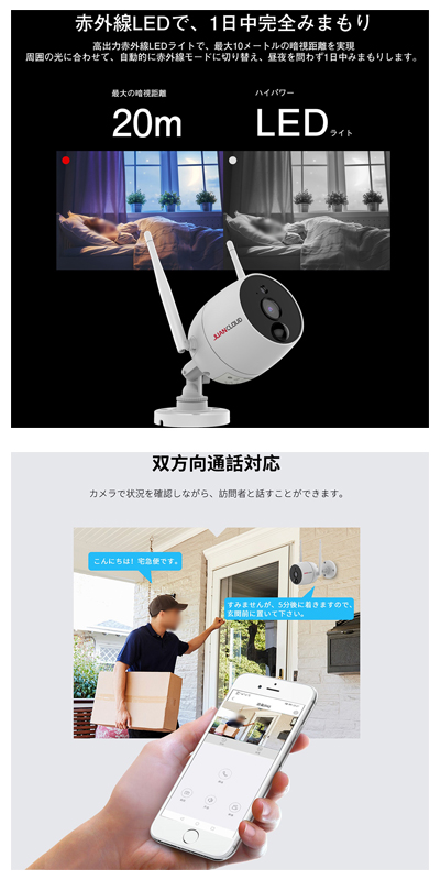 Wi-Fiネットワーク屋外カメラ / JA-T6204-PO1031-WP - デモショップ - 商店