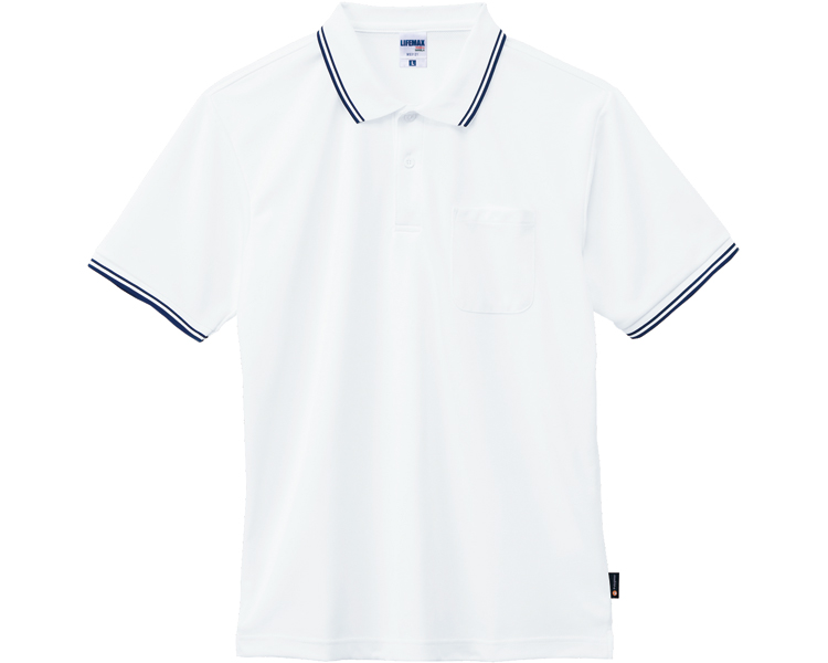 ﾗｲﾝ入りﾄﾞﾗｲﾎﾟﾛｼｬﾂ(ﾎﾟﾘｼﾞﾝ加工) / MS3121-15-5L 5L ﾎﾜｲﾄ - デモショップ - 商店